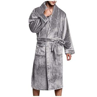 Generic Peignoir de bain pour homme - Peignoir dhiver doux et chaud en flanelle polaire pour homme - Peignoir dhiver pour homme - Ensemble de pyjama de No&euml;l e