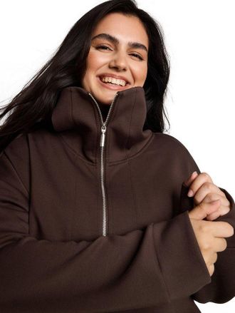 Tom Tailor Sweatshirt mit Troyerkragen und Bindeband am Saum / Stretch / Gro&szlig;e Gr&ouml;&szlig;en