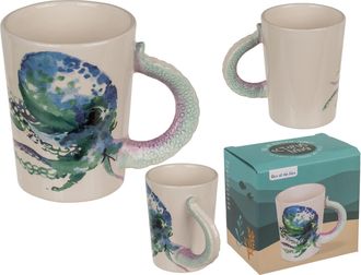 Out of the Blue Becher,Krake,11 x 8,5 cm, 300 ml, aus Steingut, im Geschenkkarton