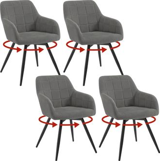 Woltu 4er Set drehbare Esszimmerstühle, Samt gepolsterte ergonomische Esszimmertühle mit Metallbeinen,Esszimmertühle mit Rücken- und Armlehnen, für Küche, W