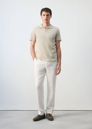 Mango Polo piqu&eacute; slim-fit beige - Homme - XXL - MANGO MAN