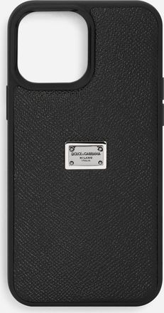 Dolce & Gabbana Cover Iphone 13 Pro Max Aus Kalbsleder Mit Logoplakette - Mann Technology Schwarz Leder Onesize