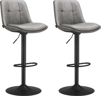 Vasagle Tabourets de Bar, Lot de 2, Chaise de Cuisine, Si&egrave;ge Pivotant &agrave; Hauteur R&eacute;glable, Matelass&eacute;, en PU, avec Dossier et Repose-Pieds, Salle &agrave; Manger, Comp