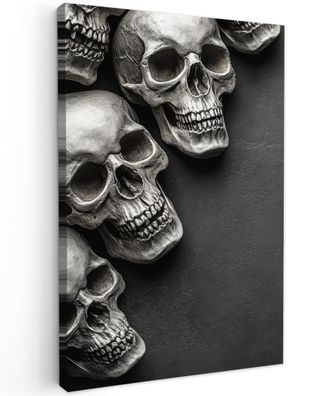 MuchoWow &copy; Leinwand Gro&szlig; 80x120 cm XXL Deko Schlafzimmer Aesthetic Leinwandbilder Wohnzimmer Gem&auml;lde Foto Geschenk Living Room Decoration Skelett - Totenk&ouml;pfe 