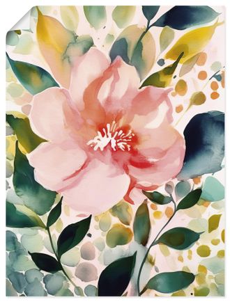 Artland Wanddeko Poster & Kunstdrucke Wandposter 60x80 cm Hochformat Garten Pflanzen Abstrakte Blumen Blüte Hibiskus Minimalismus U4QW