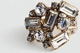 Mango Bague cristaux facettes or - Femme - S - MANGO