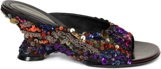 Dries Van Noten Femme, Chaussures, Multicolore, Taille: 39 EU Mules &agrave; bout ouvert en satin