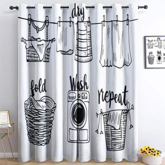 Generic Verdunklungsvorh&auml;nge Mit &Ouml;sen - Thermovorhang Blickdicht, Schallschutz, H 215 X B 110 cm (2Er Pack) Wei&szlig; Schwarz, Weich & Langlebig, Einfache W&auml;schesz