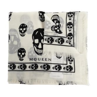 Alexander McQueen Wollschal mit Totenkopfmotiv - - Accessories - Damen - Wei&szlig; - ONE SIZE