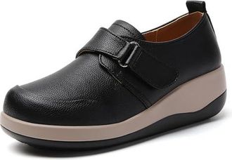 Generic Chaussures de marche orthopédiques compensées pour femme avec aspect cerceau Confortables Bout rond Plateforme Chaussures de travail décontractées, No
