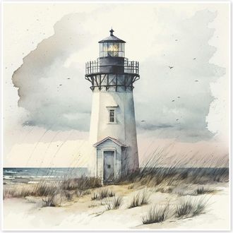 Posterlounge Leuchtturm Poster von Willow Studio 40 x 40 cm Beige Wandbilder Wanddeko