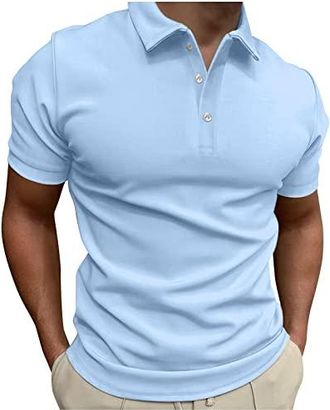 Generic Polo à manches courtes pour homme, chemise de sport décontractée anti-humidité, chemise de golf, de tennis, infroissable, protection solaire, sans rep
