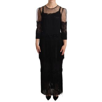 Dolce & Gabbana Elegantes Spitzen-Midikleid in Schwarz - - Dresses - Damen - Schwarzk - L