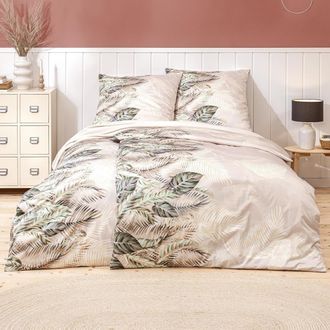 ESTELLA Estella Mako Satin Bettw&auml;sche Timon 7386-230 Tropenbl&auml;tter 135x200