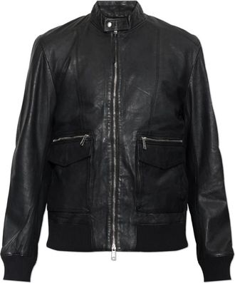 AllSaints Blouson Bomber en Cuir Hiro - Homme - Vestes - Noir - Taille: S