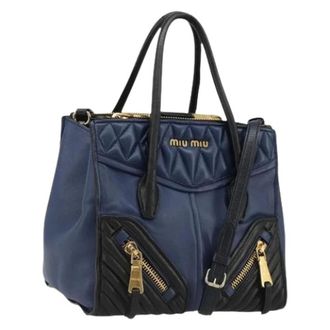 Miu Miu Sac &agrave; bandouli&egrave;re en cuir Pre-owned - Femme - Pre-owned - Bleu - Taille: ONE Size