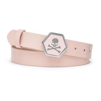 Philipp Plein Lederg&uuml;rtel Skull - - Accessories - Damen - Rosa - 75 CM