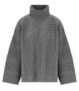 Twin-Set PULL MAXI &Agrave; COL ROUL&Eacute; GRIS TWINSET