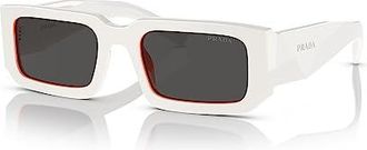 Prada PR 06YS 17M5S0 53 Lunettes de soleil pour homme, Blanc et orange., 53
