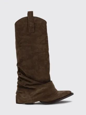 R13 Bottes santiags mi-mollet en veau velours