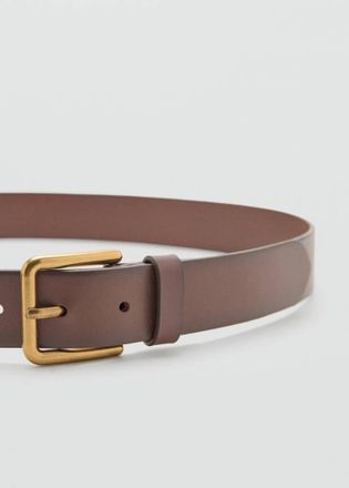 Mango Ceinture boucle carr&eacute;e marron moyen - Homme - 100 - MANGO MAN