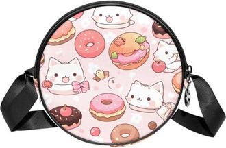 Generic Sac &agrave; bandouli&egrave;re rond pour femme, petit sac &agrave; bandouli&egrave;re avec fermeture &eacute;clair, bretelles r&eacute;glables, style d&eacute;contract&eacute;, pour femmes et filles