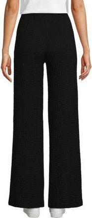 Lands End Crinkle-Jerseyhose mit weitem Bein, Damen, Größe:48-50 regular, Schwarz, Polyester/Viskose/Polyester-Mischung, by Lands End