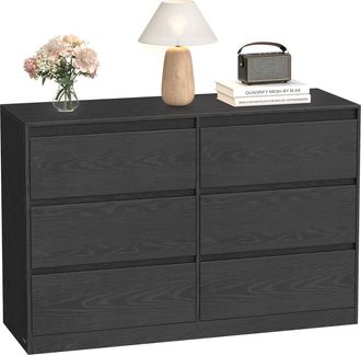 Vasagle Kommode mit 6 Schubladen, Komodenschrank, Schubladenschrank, W&auml;schekommode, f&uuml;r Schlafzimmer, 40 x 119,4 x 75 cm, Modern Kailyn Kollektion, ebenholzsc
