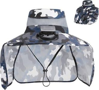 Generico Chapeau avec ventilateur &agrave; &eacute;nergie solaire - chapeau &agrave; large bord avec ventilateur USB respirant &agrave; &eacute;nergie solaire et parasol, pour randonn&eacute;e, journ&eacute;e