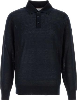 Brunello Cucinelli Homme, Tops, Bleu, Taille: L Polo en m&eacute;lange de soie