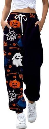 Generic Pantalon long d&eacute;contract&eacute; pour femme - Taille &eacute;lastique - Dos - Imprim&eacute; d&eacute;contract&eacute;, violet, 3XL