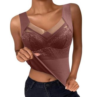 Generic Sous-v&ecirc;tements thermiques d&eacute;bardeurs doubl&eacute;s couche de base pour temps froid hiver t-shirts thermiques longs hommes haut et bas haut ray&eacute;, marron, 3XL