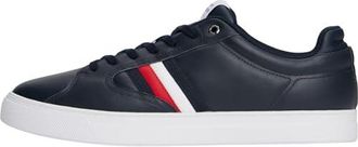 Tommy Hilfiger Baskets Cuvette Homme Icon Court Stripes en Cuir, Bleu (Desert Sky), 42