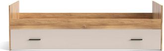 PEGANE Lit simple 90x190 avec tiroir coloris Beige/ch&ecirc;ne Mauvella - Longueur 202,6 x Hauteur 58 x Profondeur 98 cm