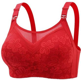 Generic Bustiers pour femme - Bretelles r&eacute;glables - Couverture compl&egrave;te - Soutien-gorge confortable sans armatures - Soutien-gorge sans armatures, rouge, 40