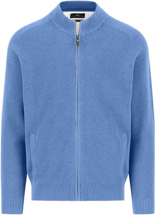Fynch-Hatton Strickjacke aus Baumwolle mit Strukturmuster und Rei&szlig;verschluss Crystal Blue/XXL