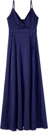 Oltre Femme, Robes, Bleu, Taille: 42 FR Longue robe satin&eacute;e avec fente