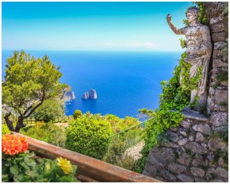 Wallario Poster - Mediterraner Ausblick in Premiumqualit&auml;t, Gr&ouml;&szlig;e: 40 x 50 cm