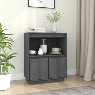 vidaXL Buffet Gris 60x34x75 cm Bois massif de pin Vidaxl