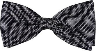 TigerTie N ud papillon en anthracite argent &agrave; motifs - N ud papillon 100% pure soie