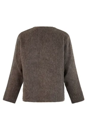 Our Legacy Mens Oversized Cardigan Mole Grey Hairy Wool Cardigans Sweater