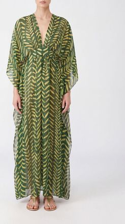 Johanna Ortiz Langer Kaftan aus recyceltem Polyester mit Kimono&auml;rmeln