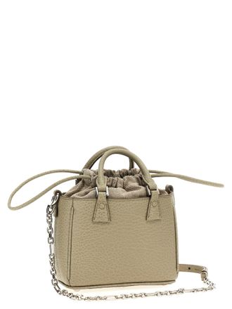 Maison Margiela Womens Grainy Calfskin Top Handle Bag Gray Leather
