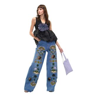 Cynthia Rowley Femme, Jeans, Multicolore, Taille: W28 Jean brodé à jambe large