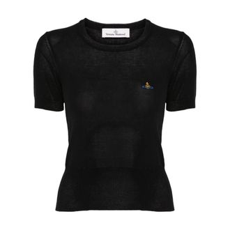 Vivienne Westwood Schwarzes Signature Orb Logo Rundhals-Oberteil - - Tops - Damen - Schwarzk - M