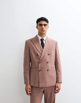 Asos Blazer de costume classique &agrave; double boutonnage - Bordeaux-Rouge