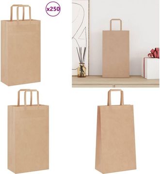 vidaXL Vidaxl - Papiertragetaschen 250 Stk. mit Henkeln Braun 21x11x36 cm