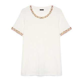 Fiorella Rubino Femme, Blouses et Chemises, Blanc, Taille: 36 FR T-shirt en jersey avec perles