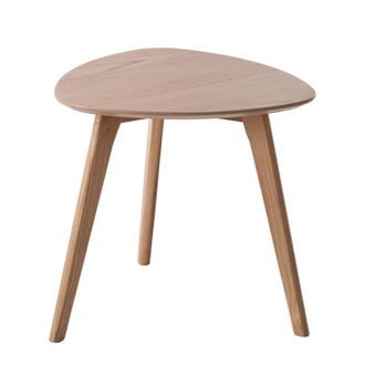 home24 Beistelltisch in Eiche teilmassiv, Furnierte Tischplatte mit lackierten Massivholzbeinen, Kompaktes Abstellm&ouml;bel f&uuml;r Verschiedene Wohnbereiche