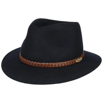 Lierys Chapeau Casual Light Traveller Homme - Made in Italy en Laine de Feutre pour avec Bandeau Cuir Hiver Automne-Hiver - 57 cm Bleu Fonce